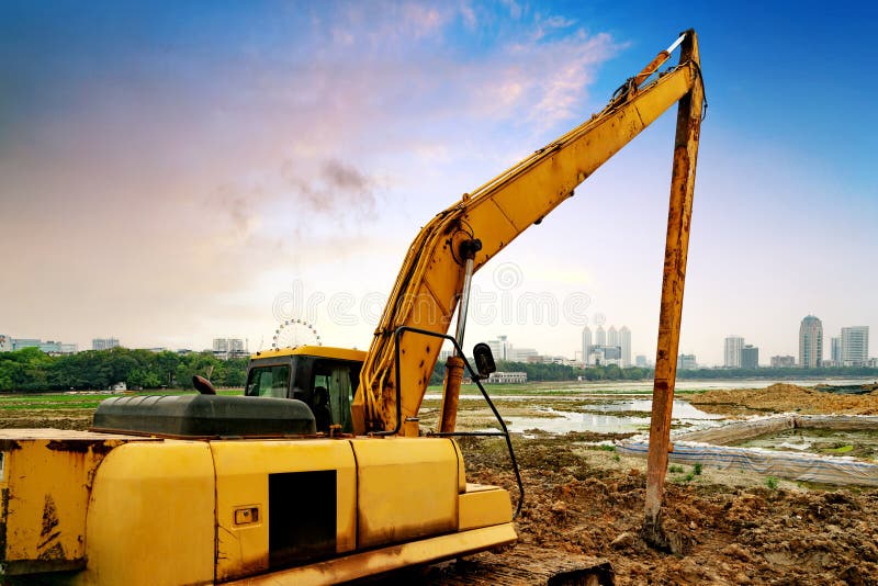 Excavator at work stock image. Image of machinery, loader - 117195521