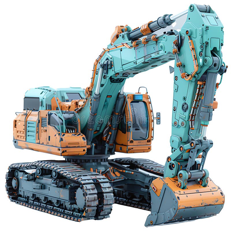 Excavator Working on Industrial Construction Site Heavy Machinery in ...