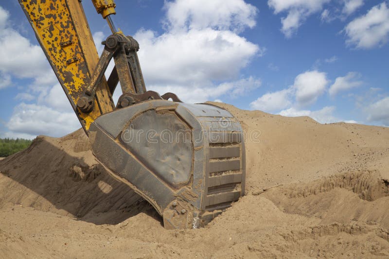 Excavator. the Excavator is Working on Loading Sand Stock Photo - Image ...