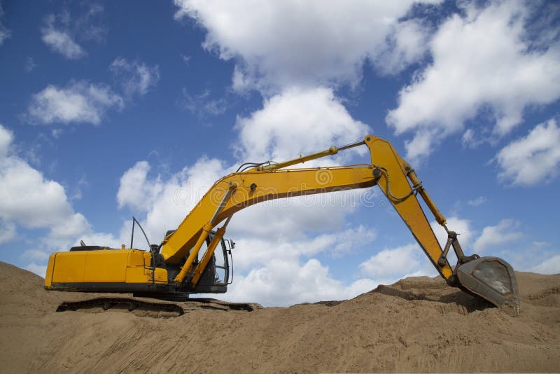 Excavator. the Excavator is Working on Loading Sand Stock Photo - Image ...