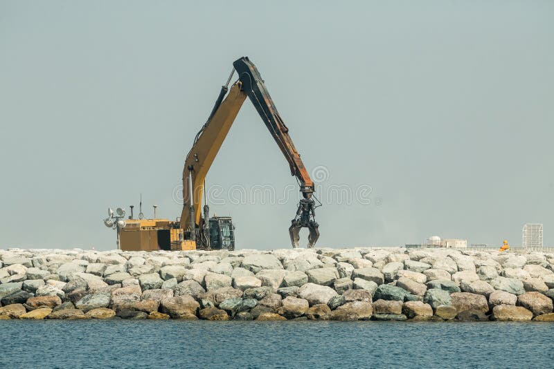 Excavator Working in the Sea Stock Image - Image of excavator ...