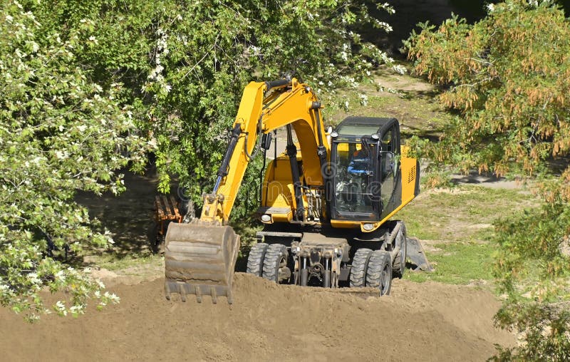 Excavator Working with Soil Stock Image - Image of work, metallic ...
