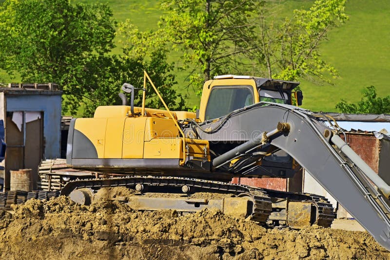 Excavator Working with Soil Stock Photo - Image of scoop, development ...