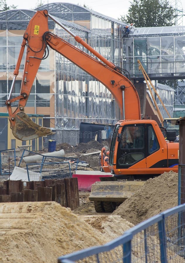 Excavator Works at the Construction Site Stock Photo - Image of shovel ...