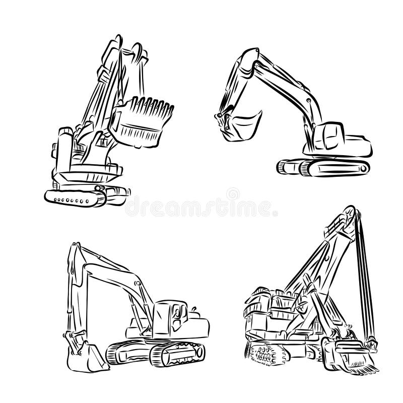 Excavators on a Construction Site or in a Quarry Stock Vector ...