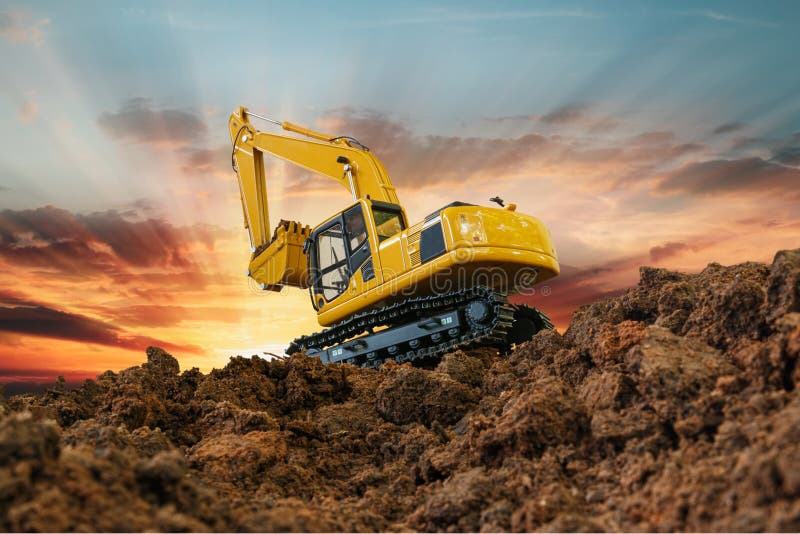 Excavators are Digging the Soil in the Construction Site. Stock Image ...