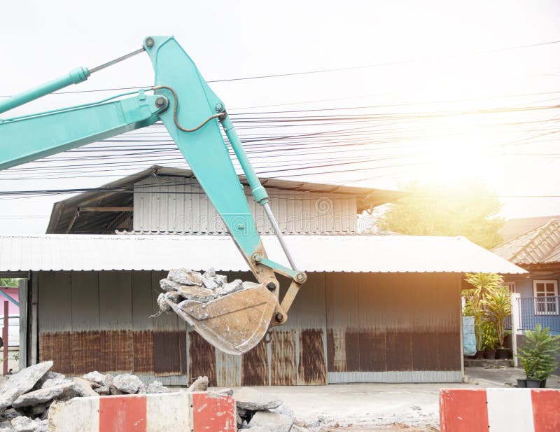 Excavators are Scooping Up Rocks in a Construction Site Stock Photo ...