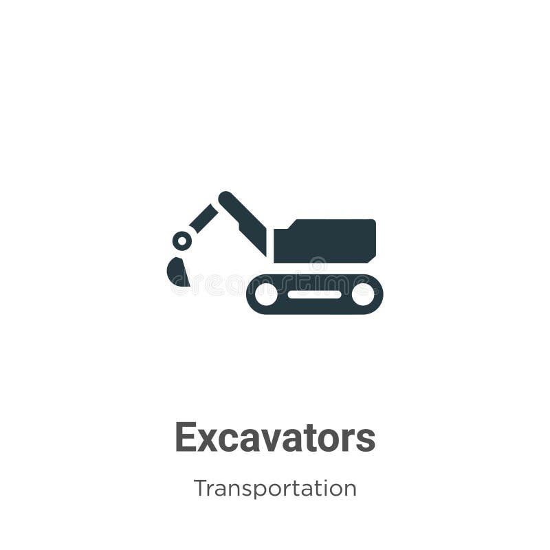 Excavators Vector Icon on White Background. Flat Vector Excavators Icon ...