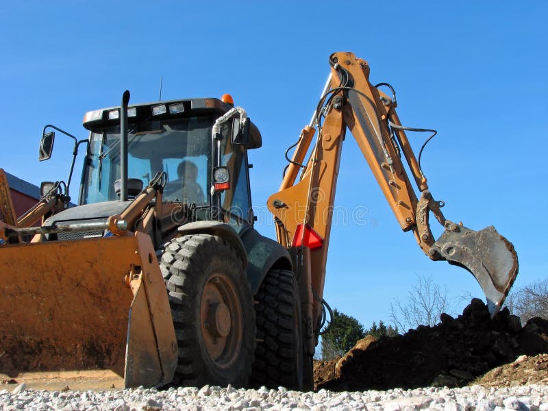 Excavatrice image stock. Image du bleu, machines, construction - 2324039