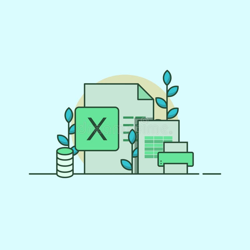 Excel Document Sheet Illustration, File Excel Worksheet Icon Stock ...