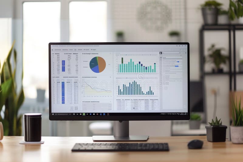 Excel Project Dashboard Concept on Computer Screen, Generated AI Stock ...