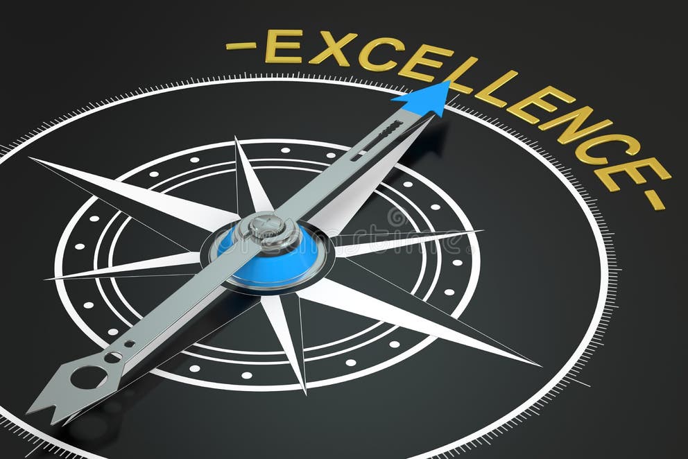 Excellence Compass Concept, 3D Stock Illustration - Illustration of ...