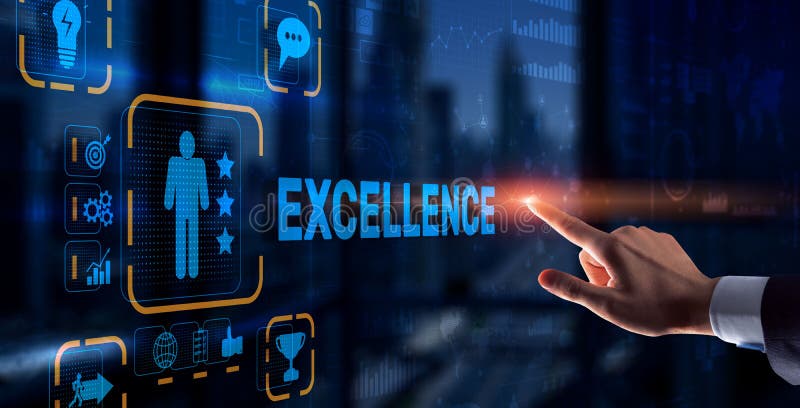 Excellence Concept. Quality Service. Businessman Pressing Excellence ...
