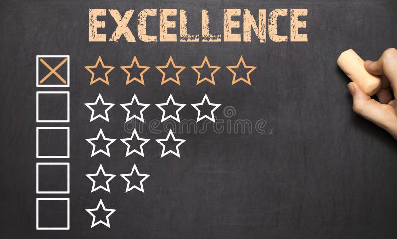 The Excellence Five Golden Stars.Chalkboard Stock Image - Image of ...