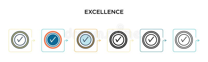 Excellence Vector Icon in 6 Different Modern Styles. Black, Two Colored ...