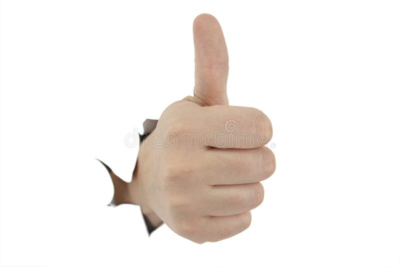 Thumbs Up Success Hand Breaking through Wall Stock Image - Image of ...