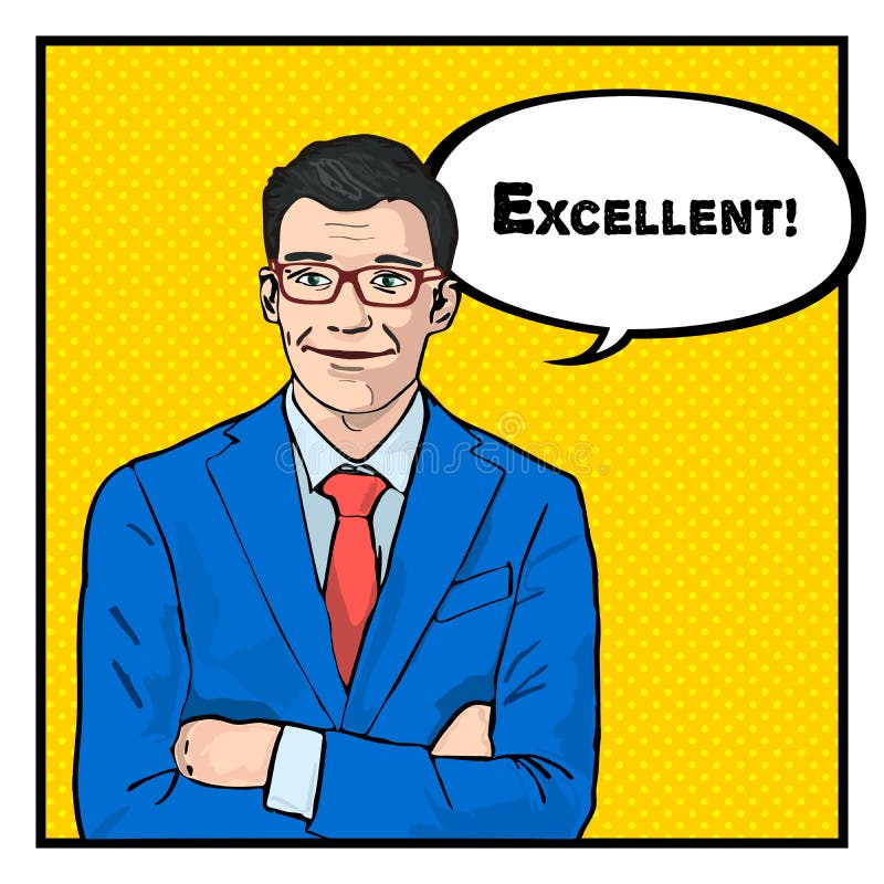 Excellent Businessman Success Concept Retro Style Pop Art Stock Vector ...