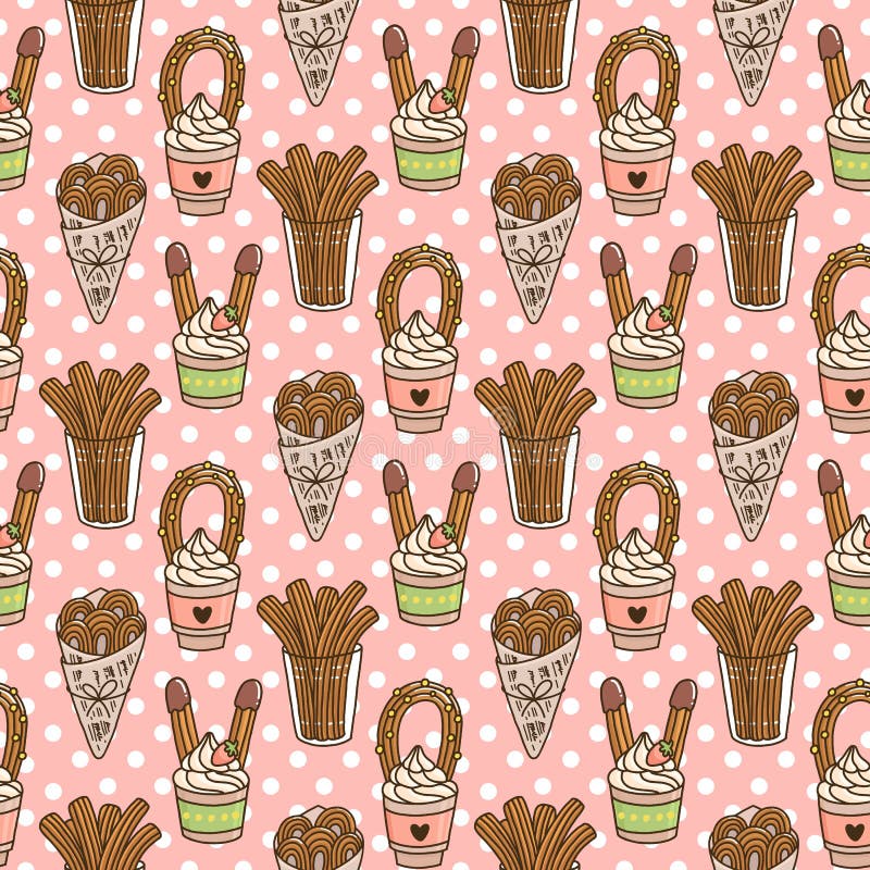 Seamless Pattern with Churros or Churro is a Traditional Spanish ...