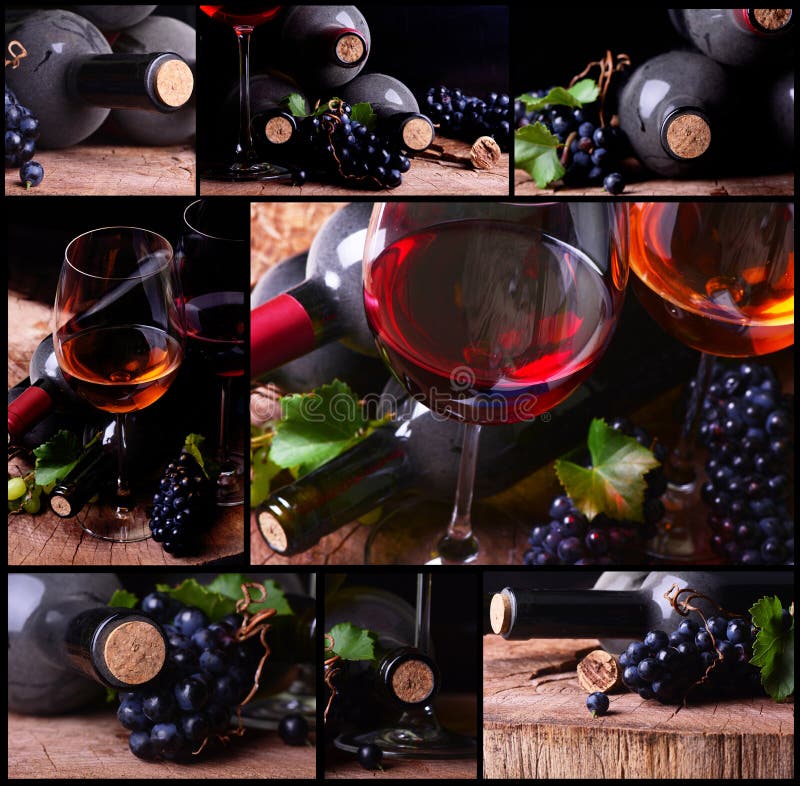 Excellent Grape Wine Collage,cellar Stock Photo - Image of drop, bottle ...