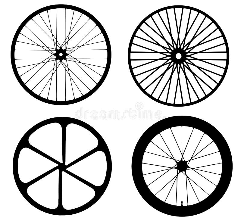 Bicycle Wheels Vector Pack stock vector. Illustration of silhouette ...