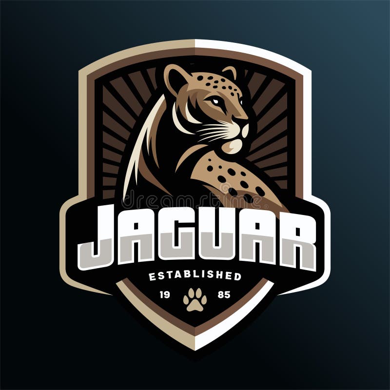 Excellent Hand Drawn Jaguar Logo Design with Shield Stock Vector ...