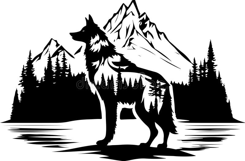 Excellent and Lovely Wolf Mountain Vector Art Stock Photo - Image of ...