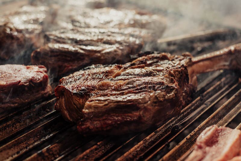Excellent Pieces of Argentinian Beef on a Charcoal Grill Stock Photo ...