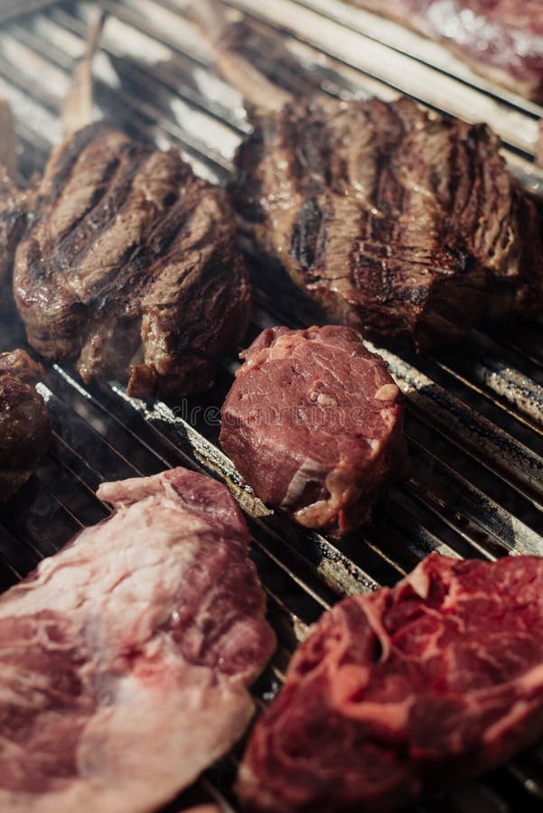 Excellent Pieces of Argentinian Beef on a Charcoal Grill Stock Photo ...