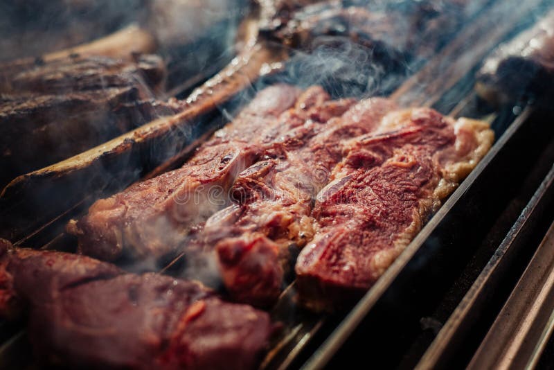 Excellent Pieces of Argentinian Beef on a Charcoal Grill Stock Photo ...