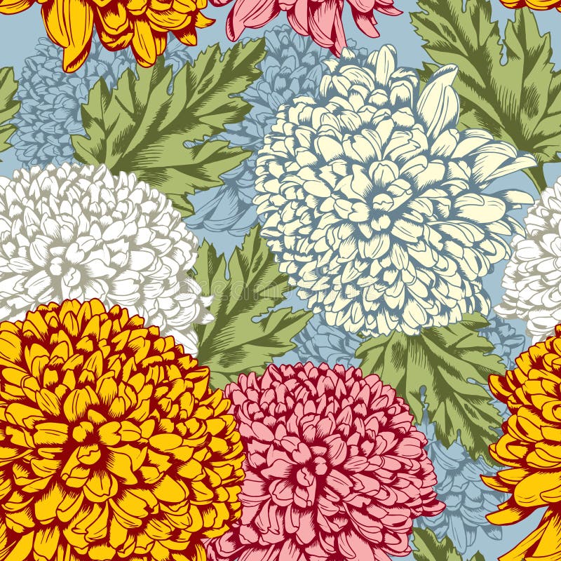 Excellent Seamless Pattern with Chrysanthemum Stock Vector ...