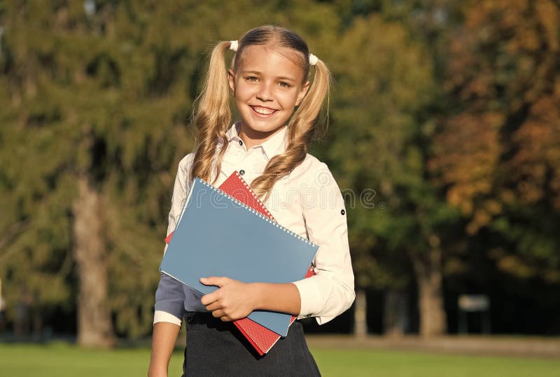 Excellent Student Girl Study with School Book Outdoors, Free Courses ...