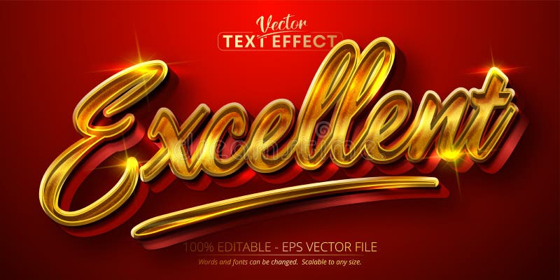 Excellent Text, Shiny Gold Style Editable Text Effect Stock Vector ...