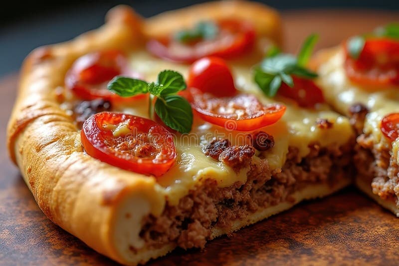 Exceptional Gourmet Stuffed Crust Pizza Stock Illustration ...