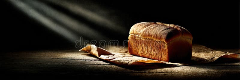 Exceptional Loaf of Bread Illuminated by Dramatic Lighting Highlighting ...