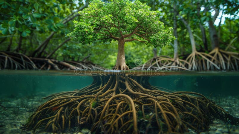 Exceptional Root System of a Mangrove Tree Showcasing Its Remarkable ...