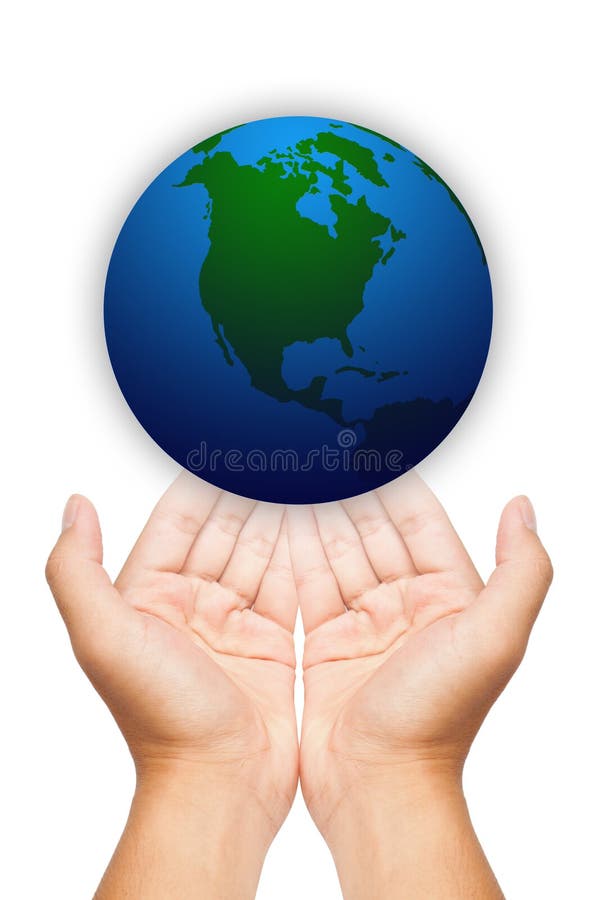 Excepto Nuestro Mundo Con Dos Manos Foto de archivo - Imagen de dedos ...