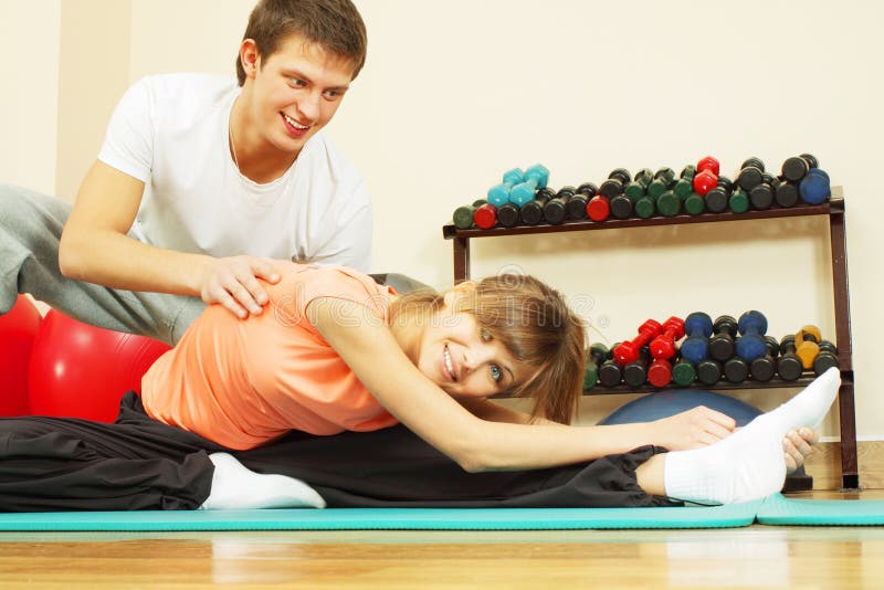 Excercise in health club stock photo. Image of body, coach - 18176018