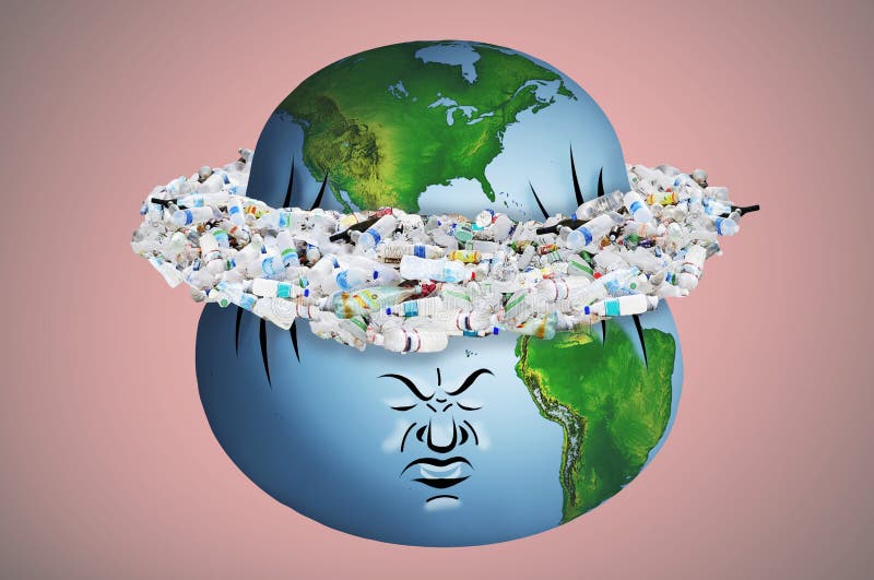 Excessive Plastic Waste on Earth Stock Illustration - Illustration of ...