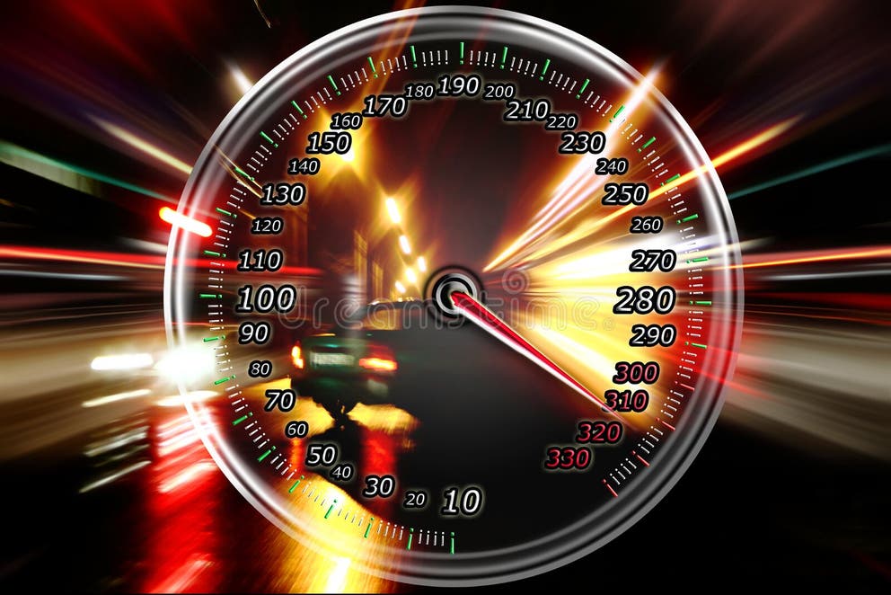 Excessive Speed on Speedometer Stock Photo - Image of pavement, rush ...