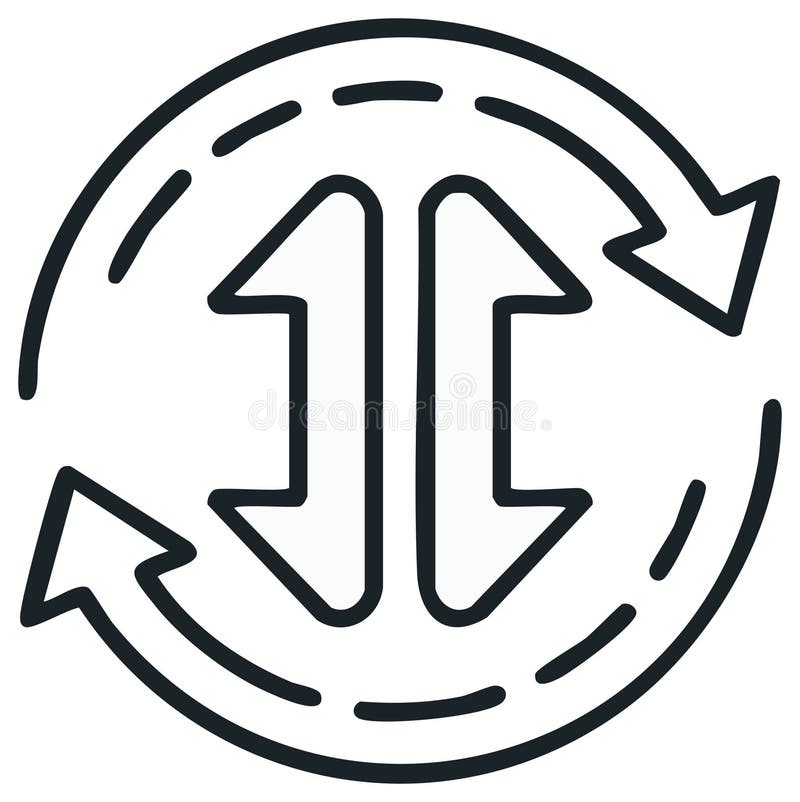 Exchange Arrows Icon in Circle Outline, Data Transfer, Sync, Loop and ...