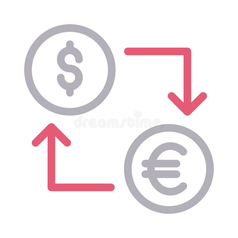 Exchange Coins Thin Color Line Vector Icon Stock Vector - Illustration ...