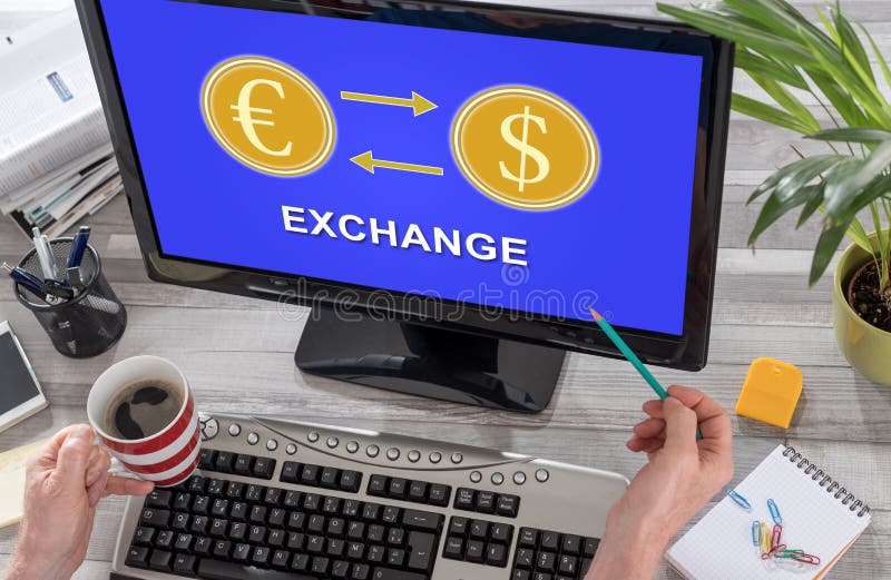 Exchange Concept on a Computer Stock Photo - Image of trade, global ...
