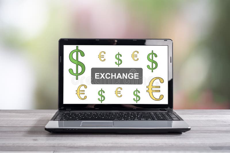 Exchange Concept on a Laptop Screen Stock Photo - Image of transfer ...