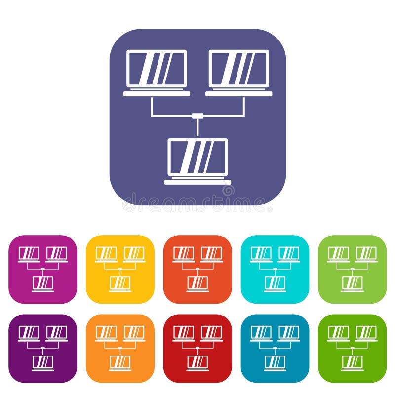 Exchange of Data between Computers Icons Set Stock Vector ...