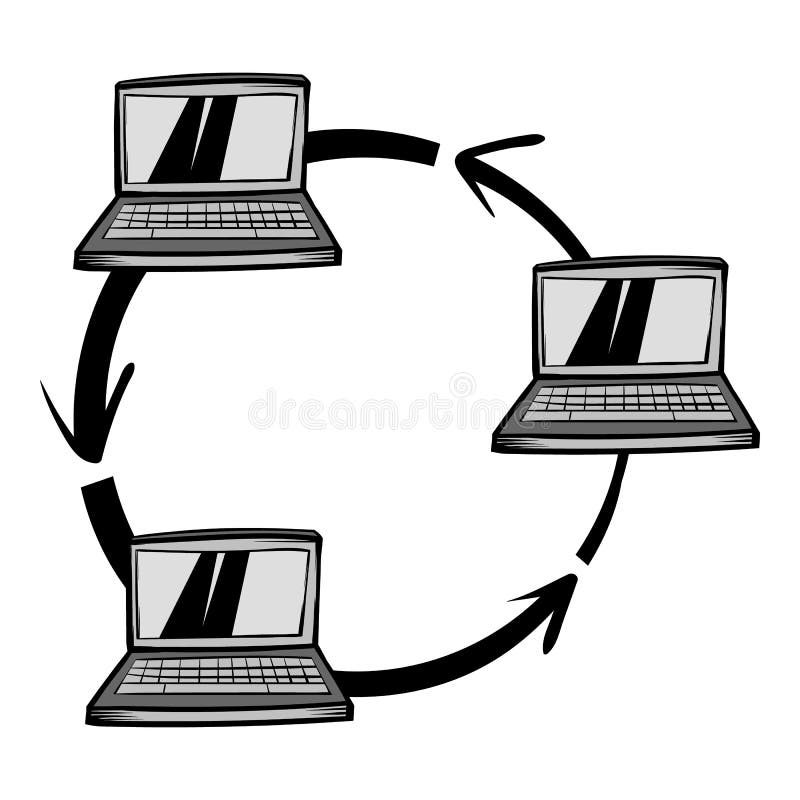 Exchange of Data between Three Computers Icon Stock Vector ...