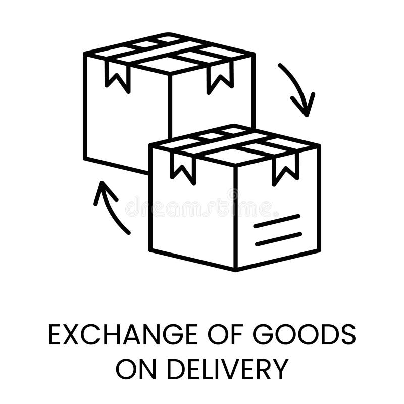 Exchange of Goods at the Delivery Location Vector Line Icon with ...