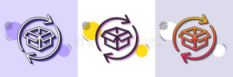 Exchange of Goods Line Icon. Return Parcel Sign. Halftone Dotted ...