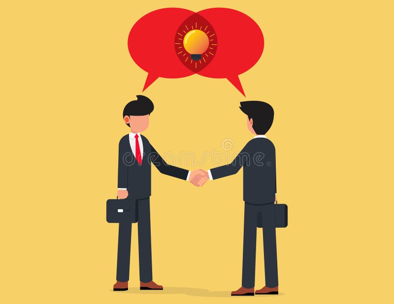 Exchange of Ideas. Two Businesspeople Shake Hands and Talk and Exchange ...