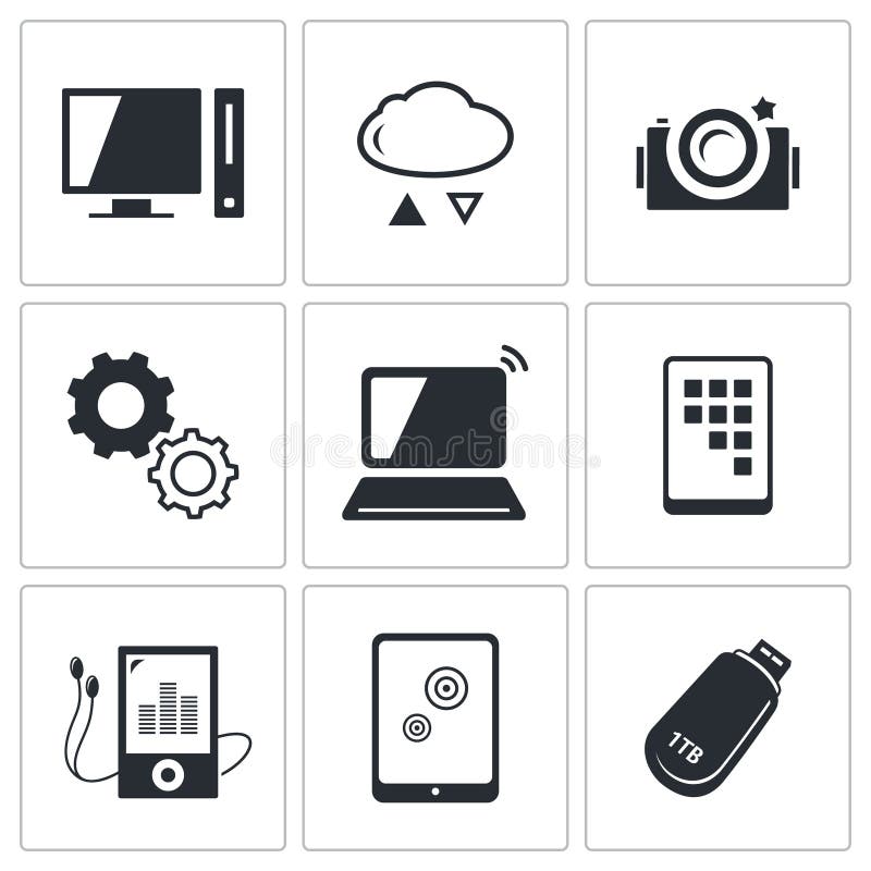 Exchange of Information Technology Icons Set Stock Illustration ...