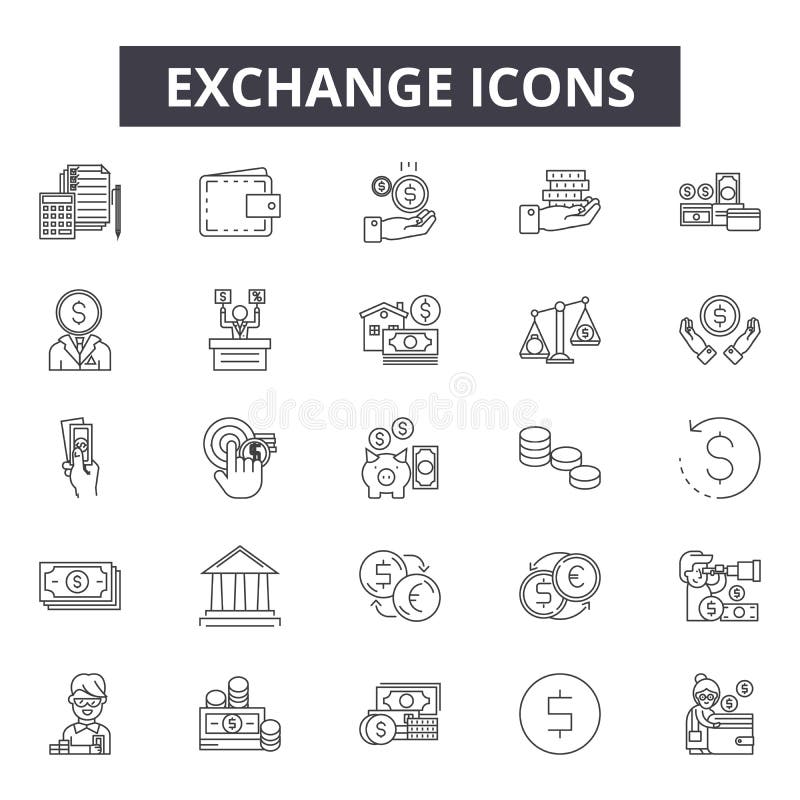 Exchange Line Icons for Web and Mobile Design. Editable Stroke Signs ...